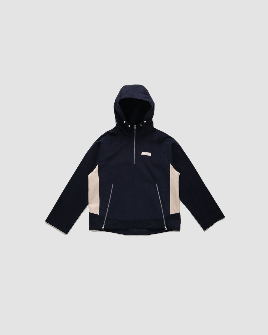 Navy Slant Zip Pullover Hooded Jacket – WHITE NOISE FM